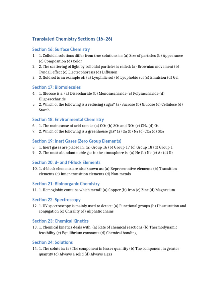 Translated Chemistry Sections 16 To 26 | PDF