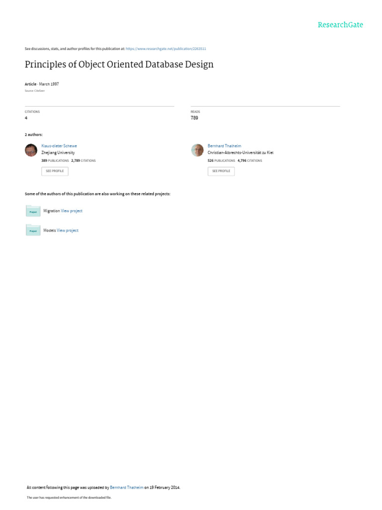 Principles Of Object Oriented Database Design Pdf Class Computer Programming Data Model