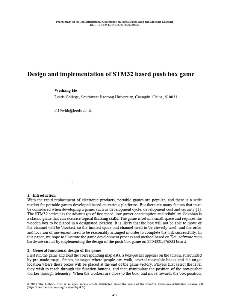 Design and Implementation of STM32 Based Push Box Game | PDF | Liquid Crystal Display | Computing