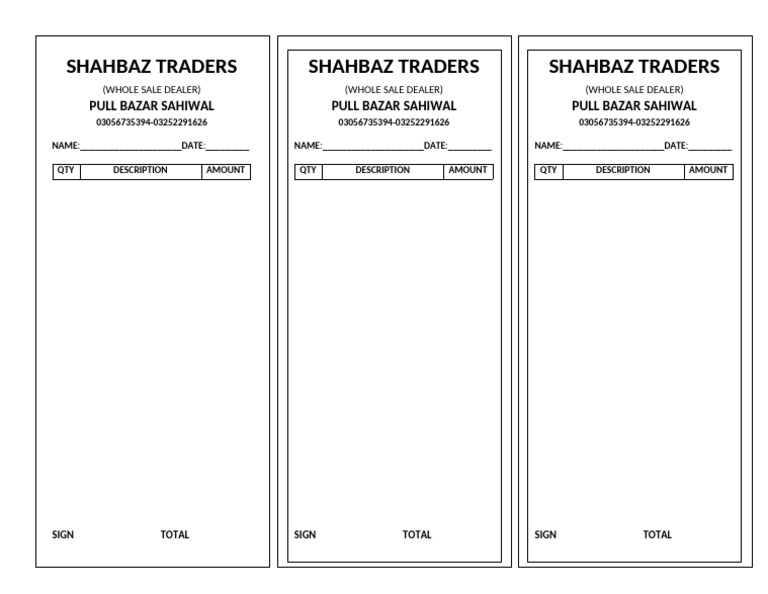Shahbaz Traders Bill | PDF