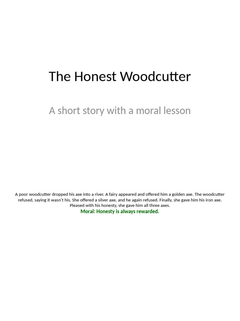 The Honest Woodcutter: A Moral Tale | PDF