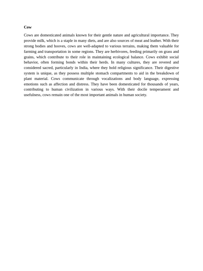 Importance of Cows in Agriculture | PDF