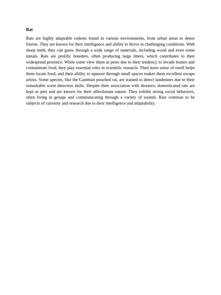 Understanding Rat Behavior and Adaptability | PDF