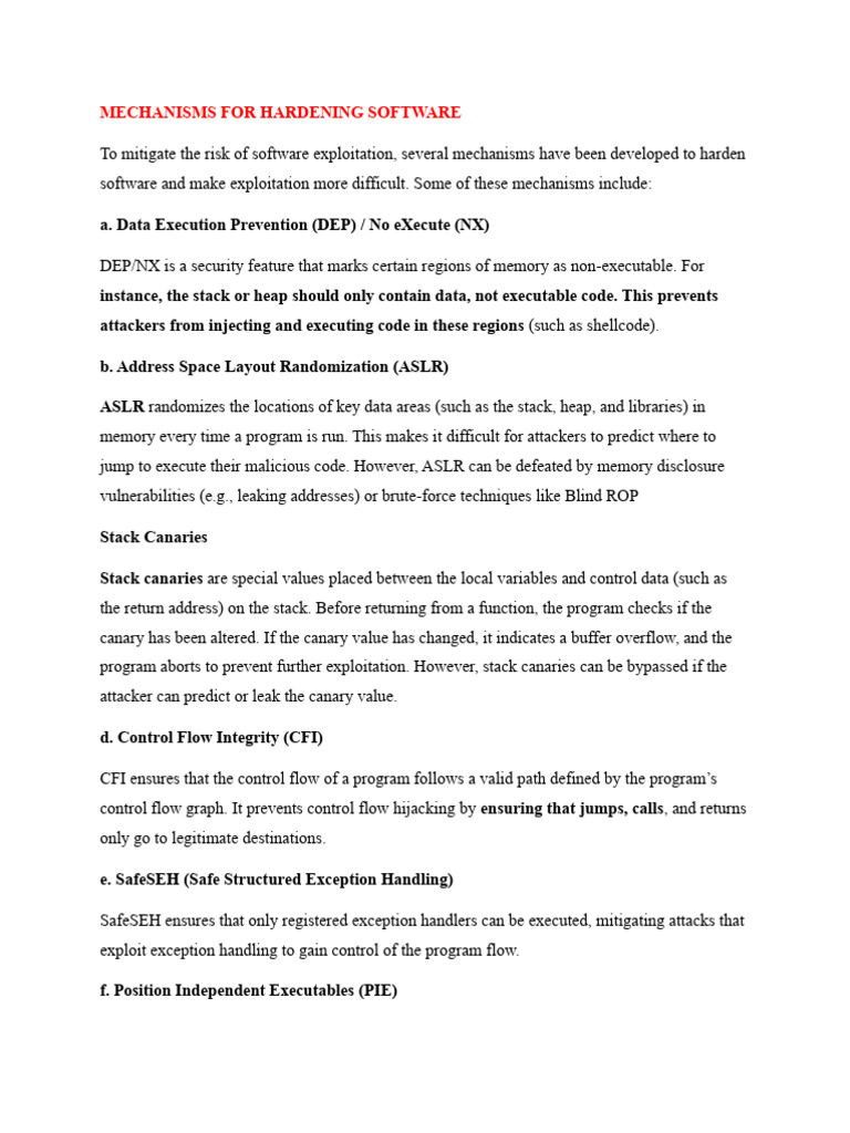 LECTURE 5 MECHANISMS FOR HARDENING SOFTWARE | PDF | Computer Engineering | Computer Security ...