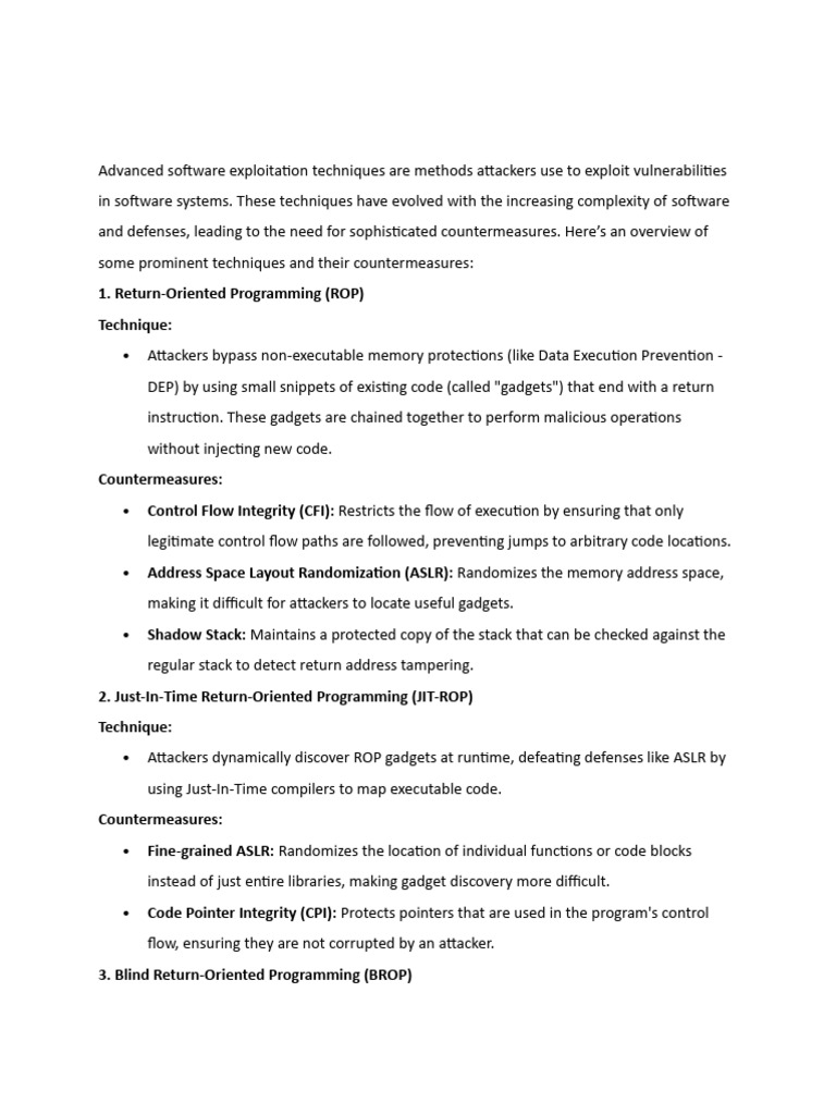 LECTUREB 4B ADVANCED SOFTWARE EXPLOITATION TECHNIQUES COUNTERMEASURES ...