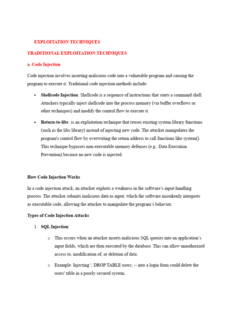 Lecture 4a Exploitation Techniques | PDF | Cyberwarfare | Security