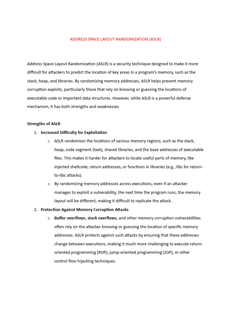 Lecture 10 Address Space Layout Randomizationcontrol Flow Integrity (Cfi) | PDF | Computer ...