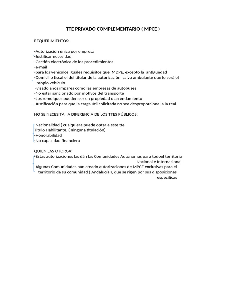 Tte Privado Complementario | PDF