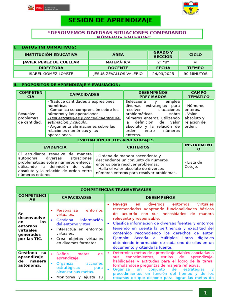 Sesión #1-Resolvemos Diversas Situaciones Comparando Números Enteros-24 ...