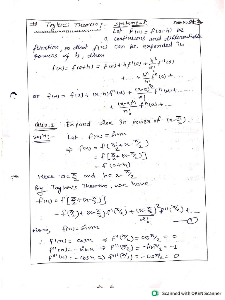 Taylor's Theorem for one variable_compressed | PDF
