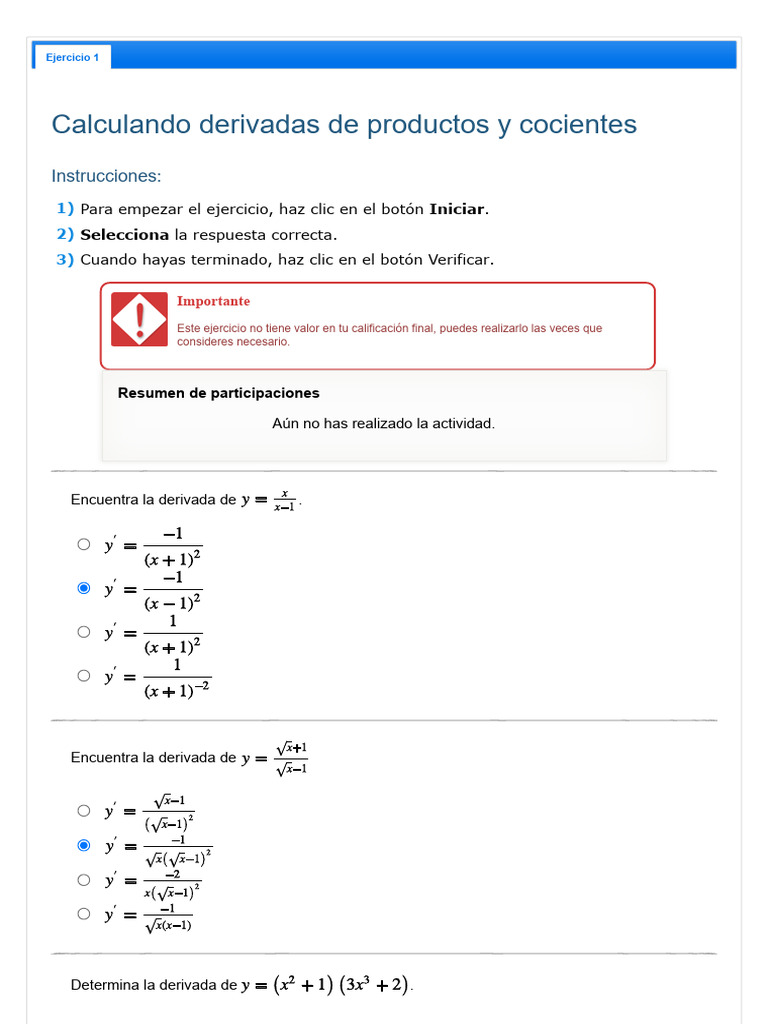 Ejercicio1 Calculando Derivadas | PDF