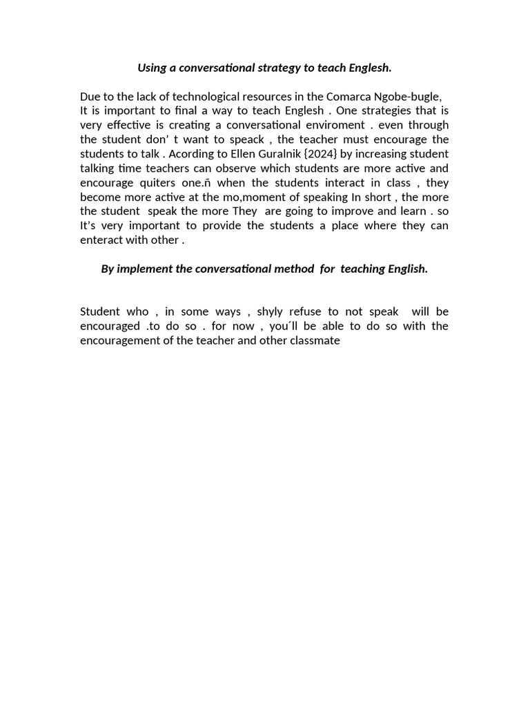 Using A Conversational Strategy To Teach Englesh - 072243 | PDF