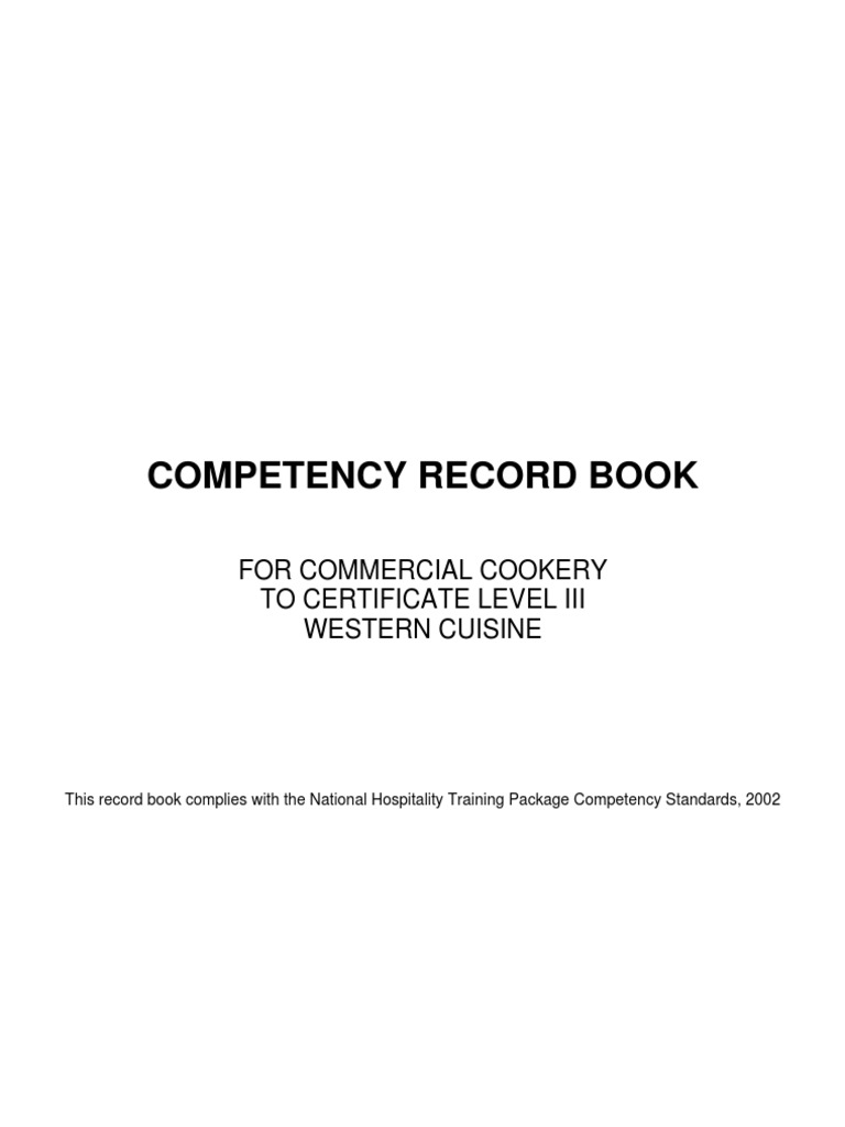 Cookwest Competency RCDBK | PDF | Apprenticeship | Educational Assessment