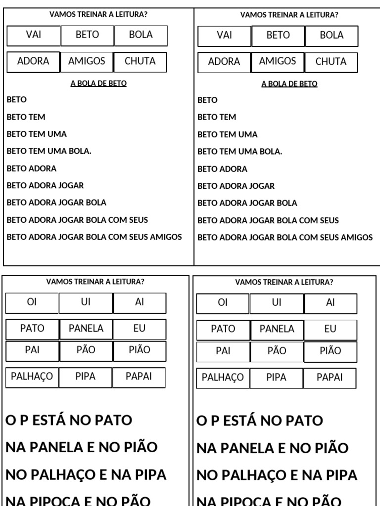 Atividade Treino de Leitura | PDF