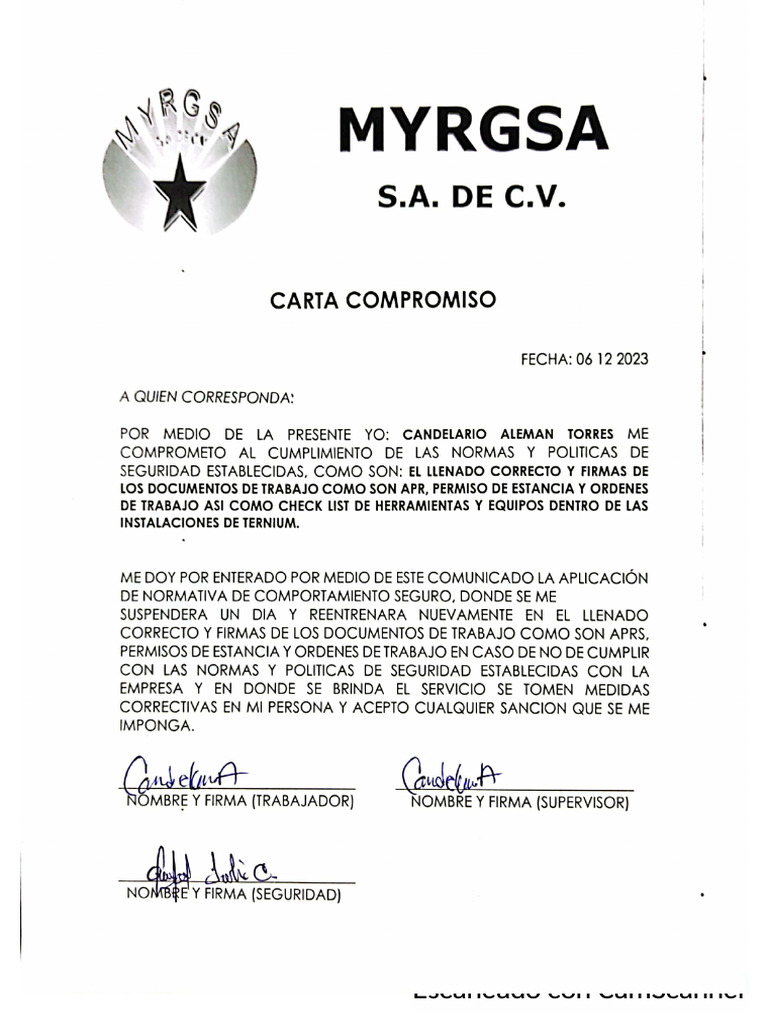 Carta Cande Aleman | PDF