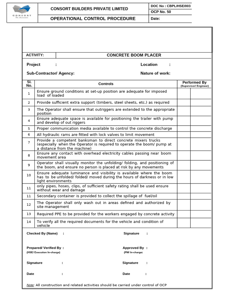 OCP Concrete Pumping Safety Guidelines | PDF | Pump | Manufactured Goods