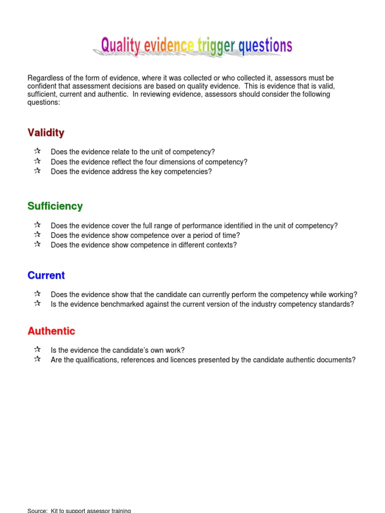 Quality Evidence Questions | PDF