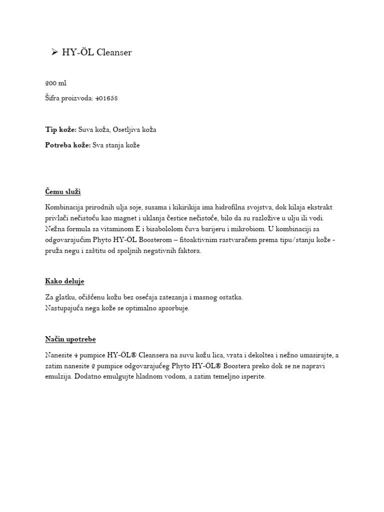 HY-ÖL Cleanser 401658 | PDF