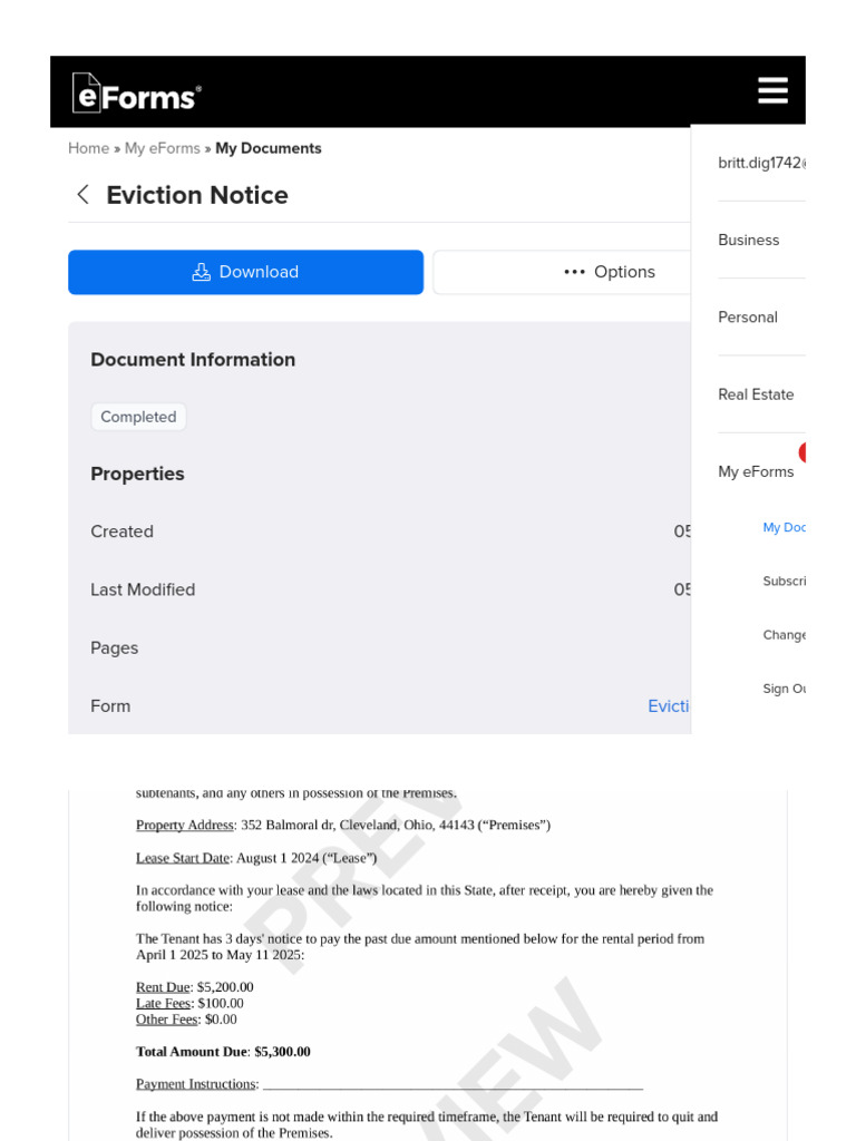 Document Eviction Notice - EForms | PDF