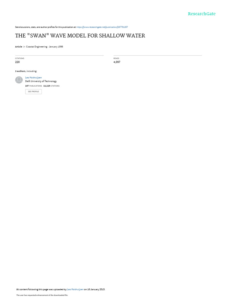 The Swan Wave Model For Shallow Water | PDF | Waves | Oscillation