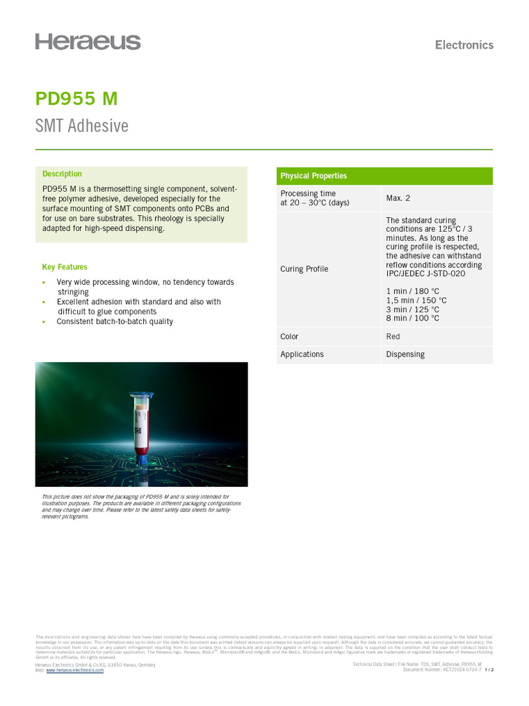 Tds SMT Adhesive pd955 - M | PDF | Adhesive | Materials