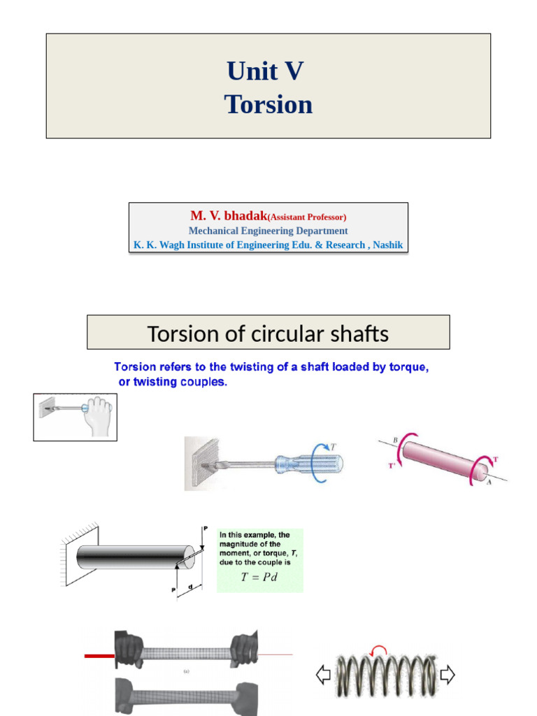Unit 5 - SM - TORSION | PDF | Torque | Stress (Mechanics)
