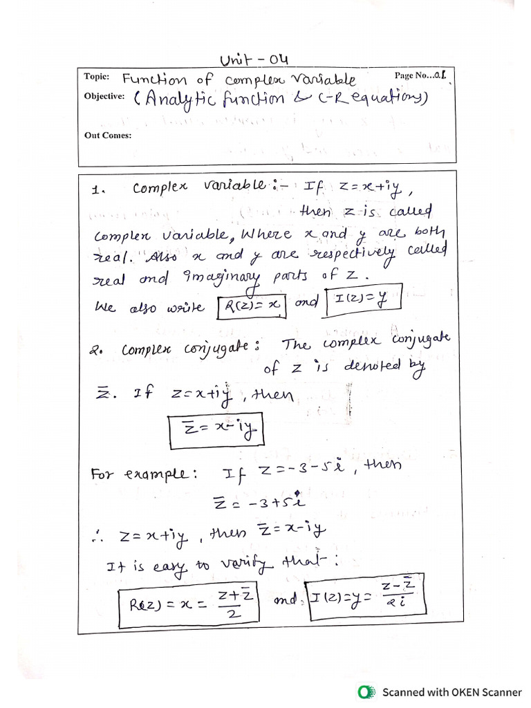 UNIT 4( FUNCTION OF COMPLEX VARIABLE) | PDF