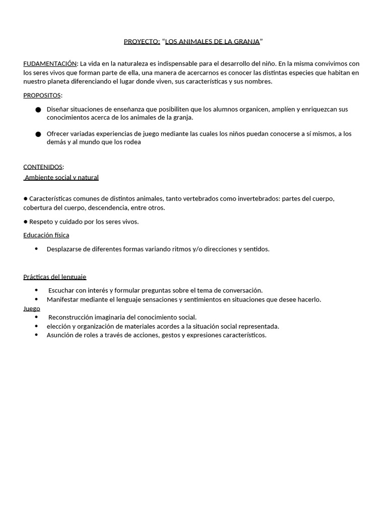 Proyecto Animales de La Granja | PDF