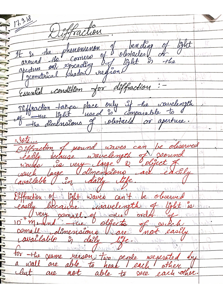 Diffraction Physics Class 12 | PDF