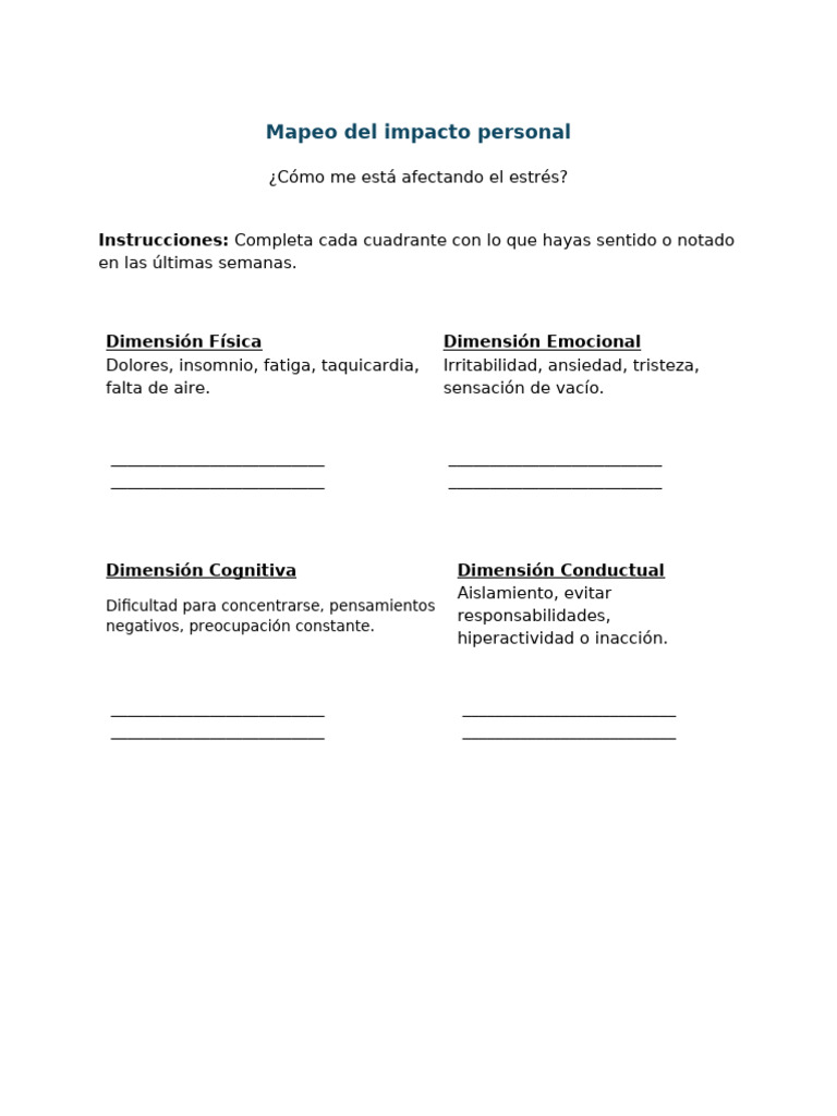 Plantilla Mapeo Del Impacto Personal' | PDF