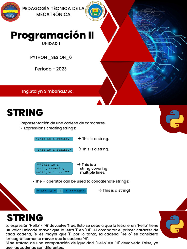 Unidad 1 Sesion 6 | PDF | Python (lenguaje de programación) | Notación