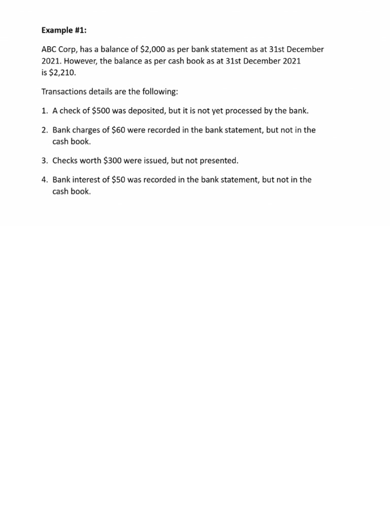 Bank Reconciliation Exercise Questions | PDF