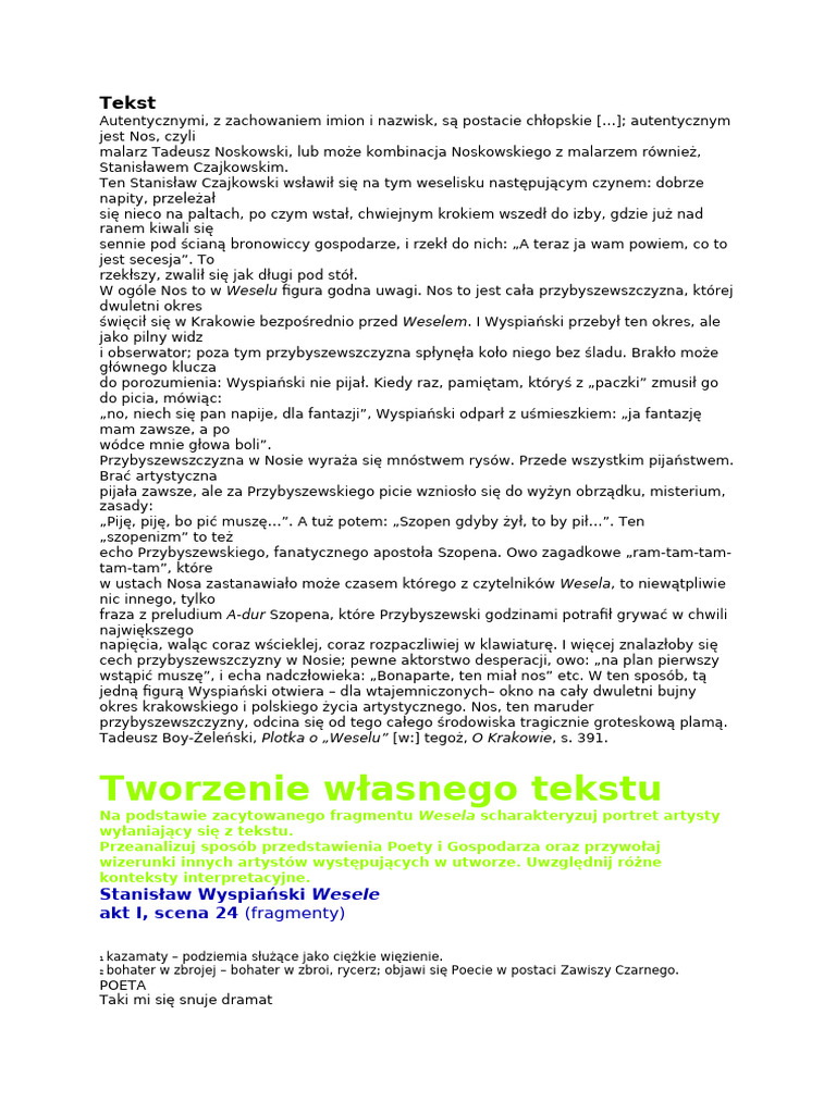 3a Portret Artysty W Weselu Karta Pracy | PDF