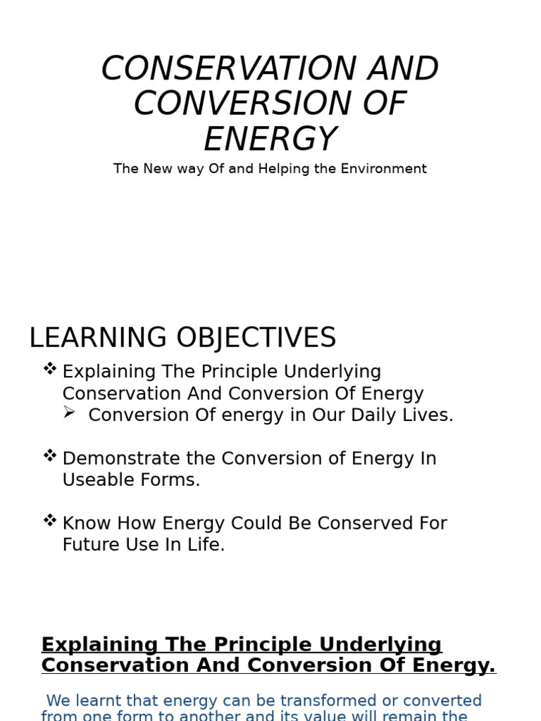 Conservation and Conversion of Energy | PDF