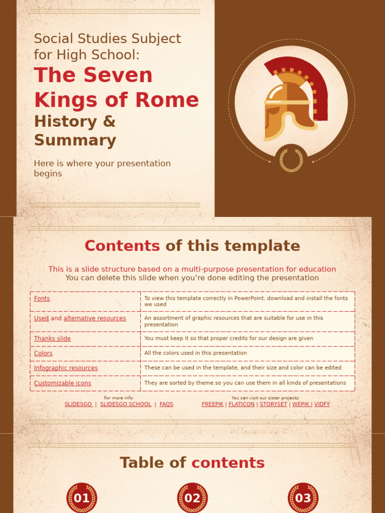 Social Studies Subject For High School - The Seven Kings of Rome ...
