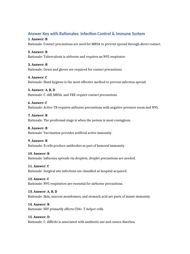 NCLEX Answers Infection Immune FULL 35 2 | PDF | Immune System | Infection