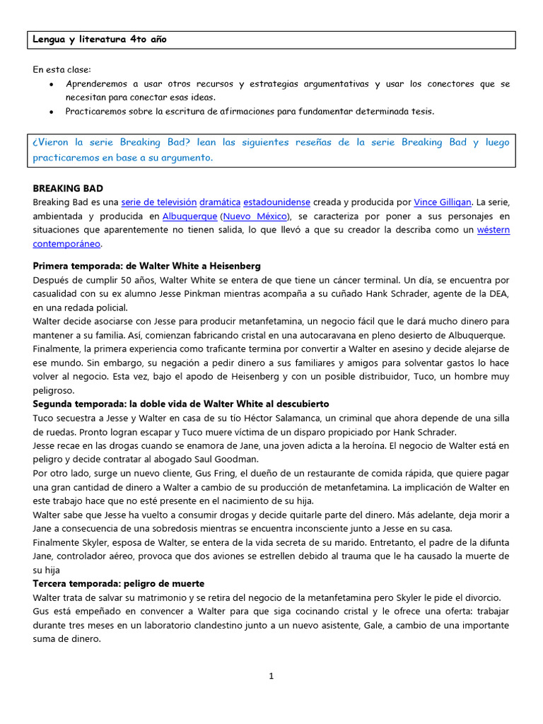 Estrategias argumentativas en Breaking Bad | PDF