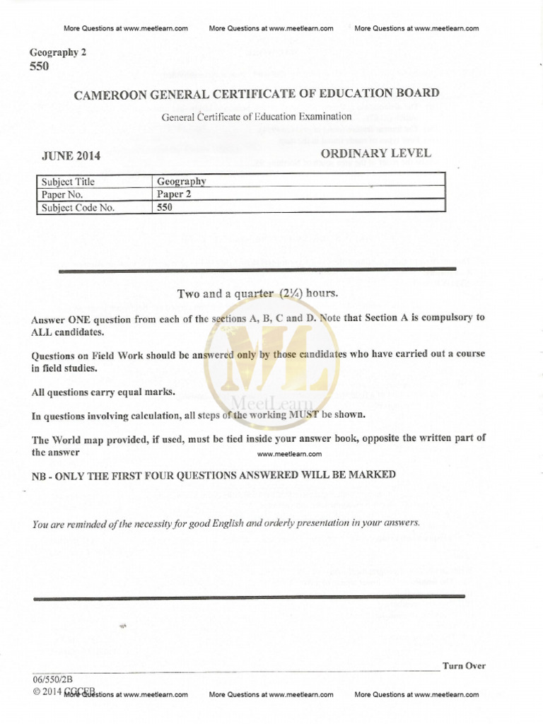 Geography Ordinary Level June 2014 Paper 2 | PDF