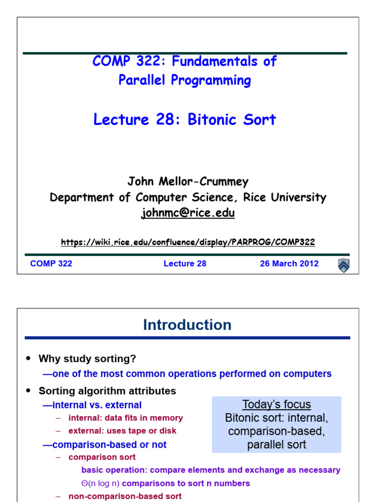 Bitonic Sort Algorithm Used On Nvidia GPUs | PDF | Computing | Theoretical Computer Science