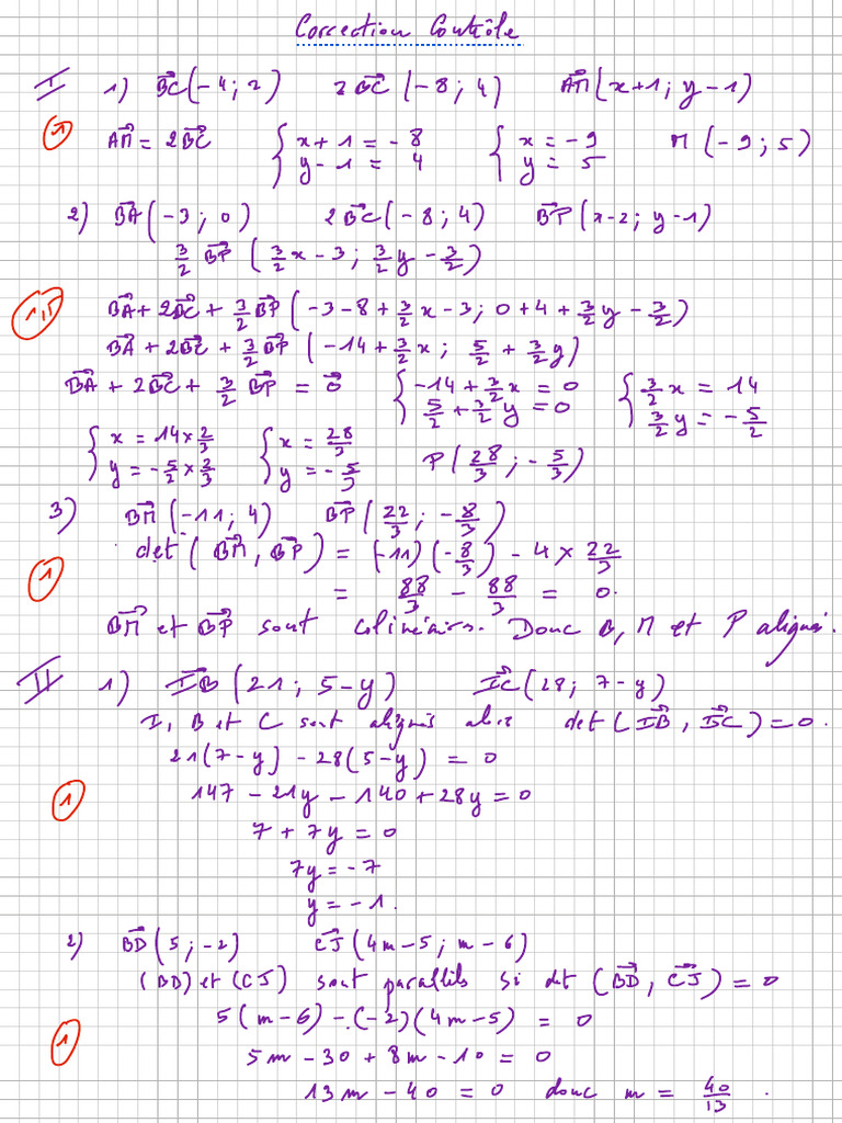 Correction Controle Vecteurs | PDF