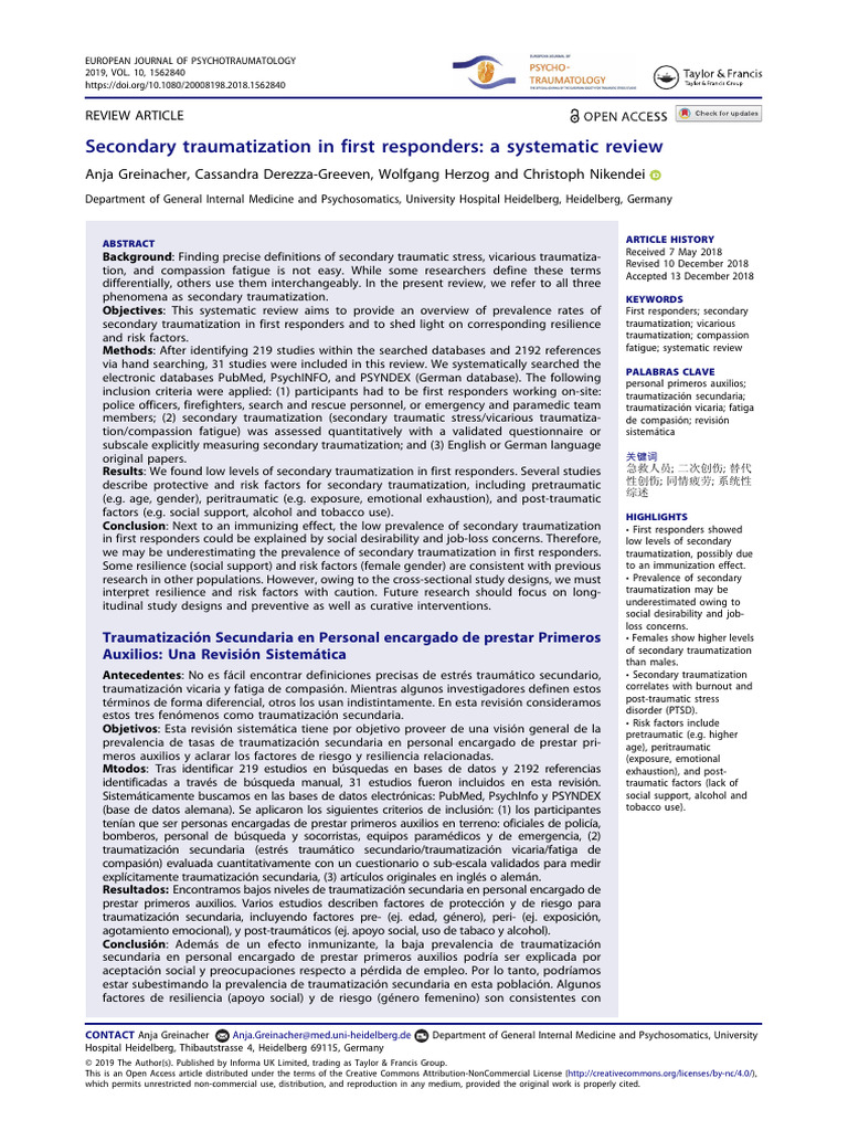 Secondary traumatization by A. Greinacher | PDF | Medicina | Ciencias ...