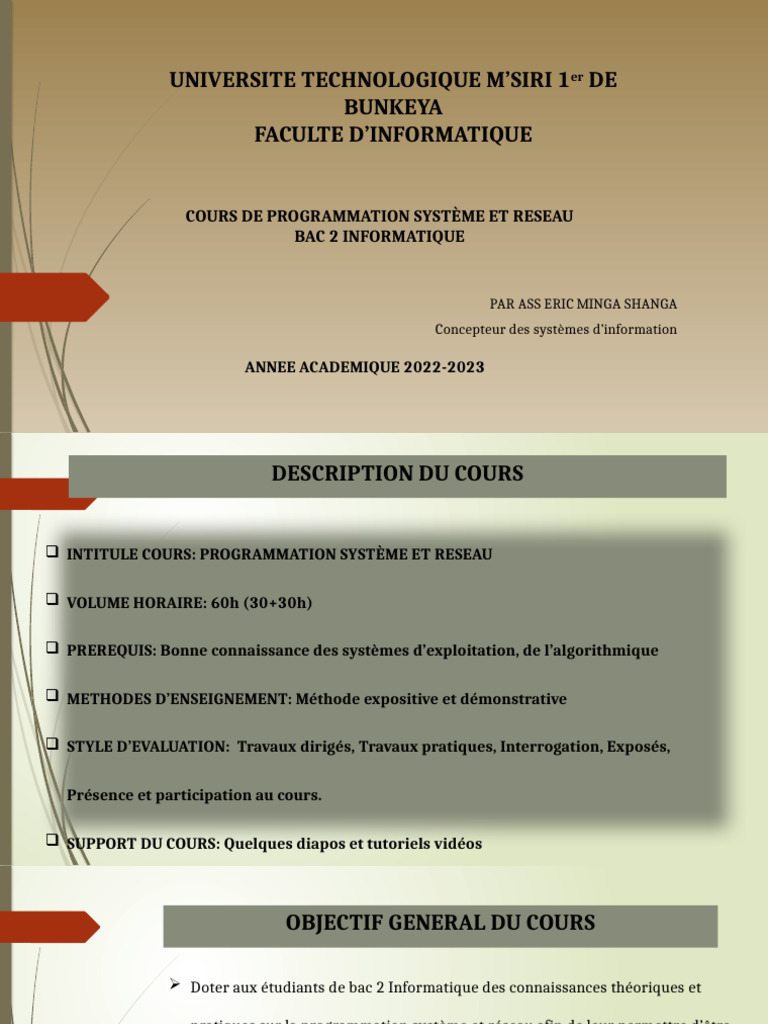Cours Programmation Systeme Et Reseau | PDF | Système d'exploitation | Kernel (Système d ...