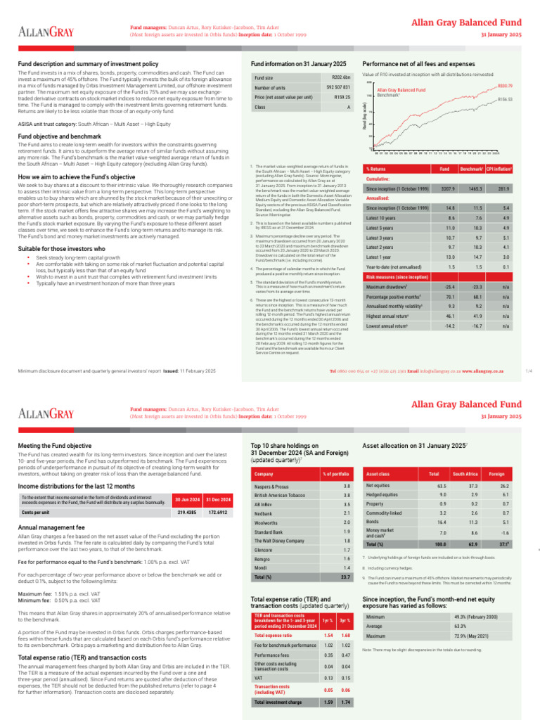 Allan Gray Balanced Fund Overview | PDF | Investment Fund | Investing