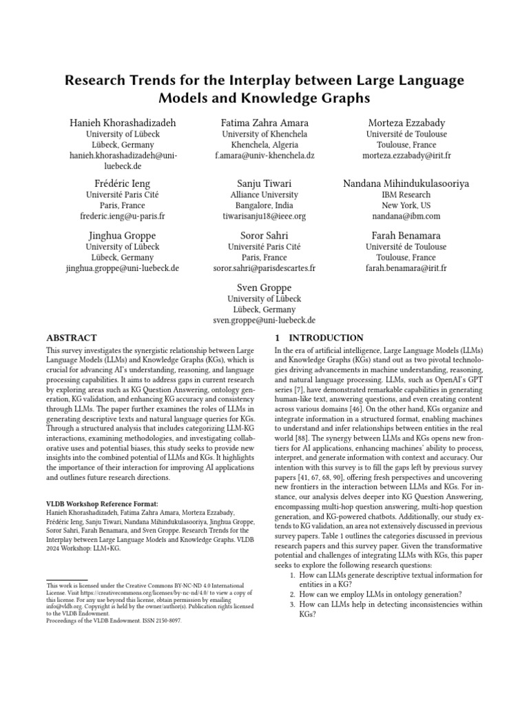 Research Trends For The Interplay Between Large Language Models KG ...
