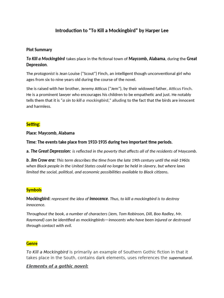 Introduction To Kill A Mockingbird | PDF | To Kill A Mockingbird
