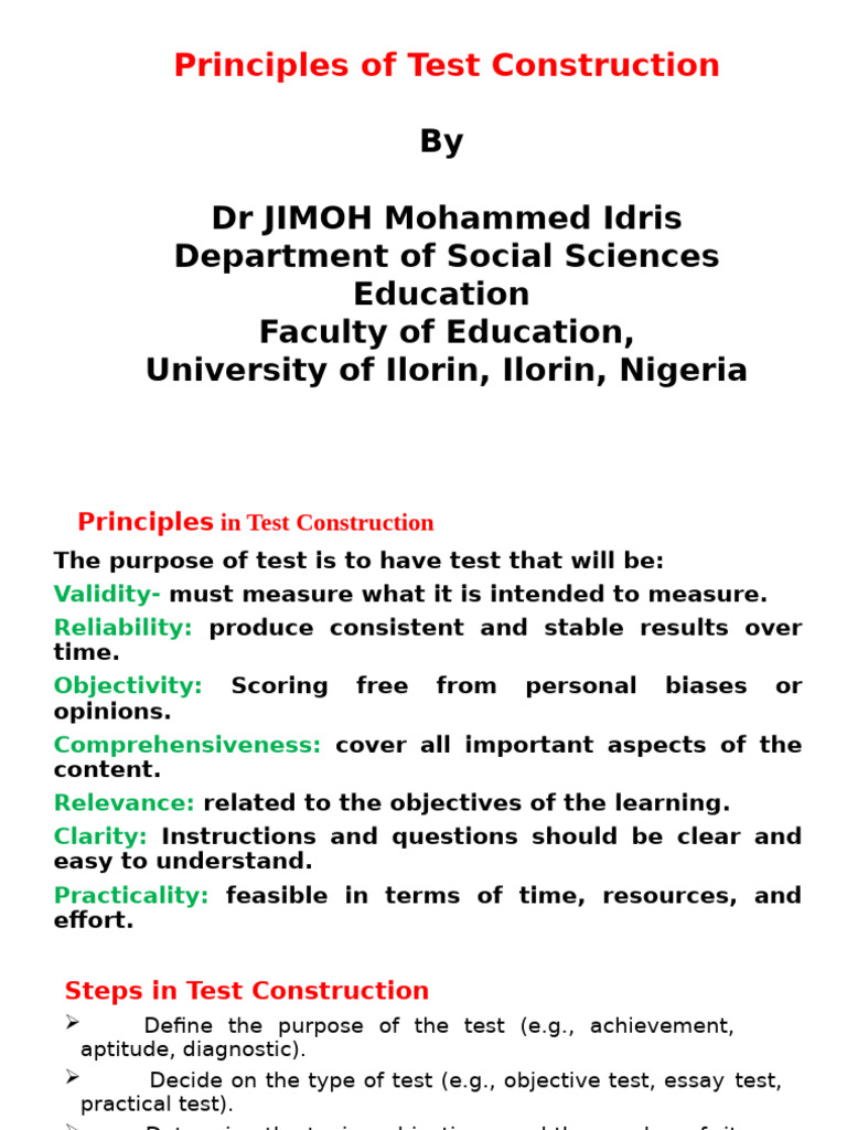 Principles of Test Construction | PDF | Multiple Choice | Cognition