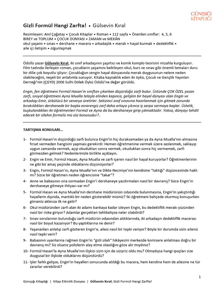 Gulsevin Kiral Gizli Formul Hangi Zarfta | PDF