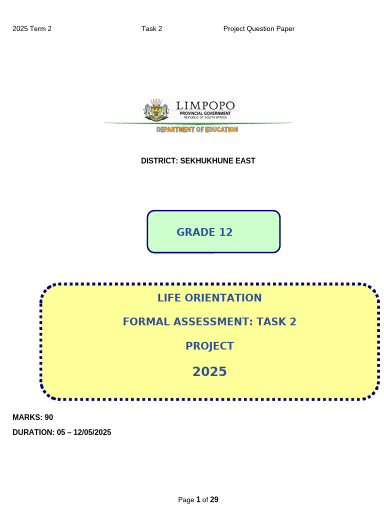 2025 Grade 12 Project Question Paper-1 | PDF | Violence Against Women ...