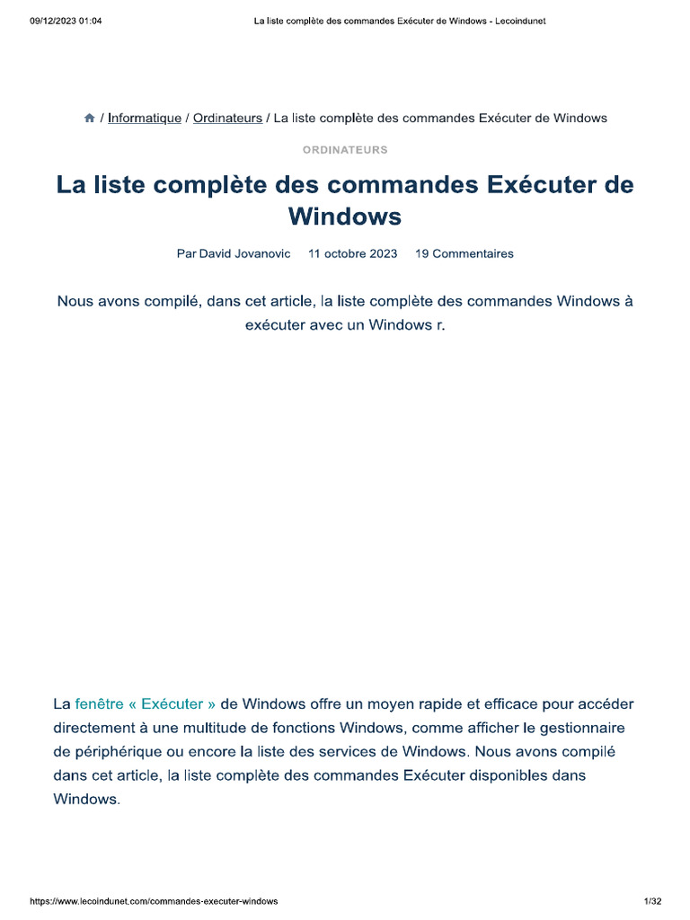 Commandes Windowq R | PDF