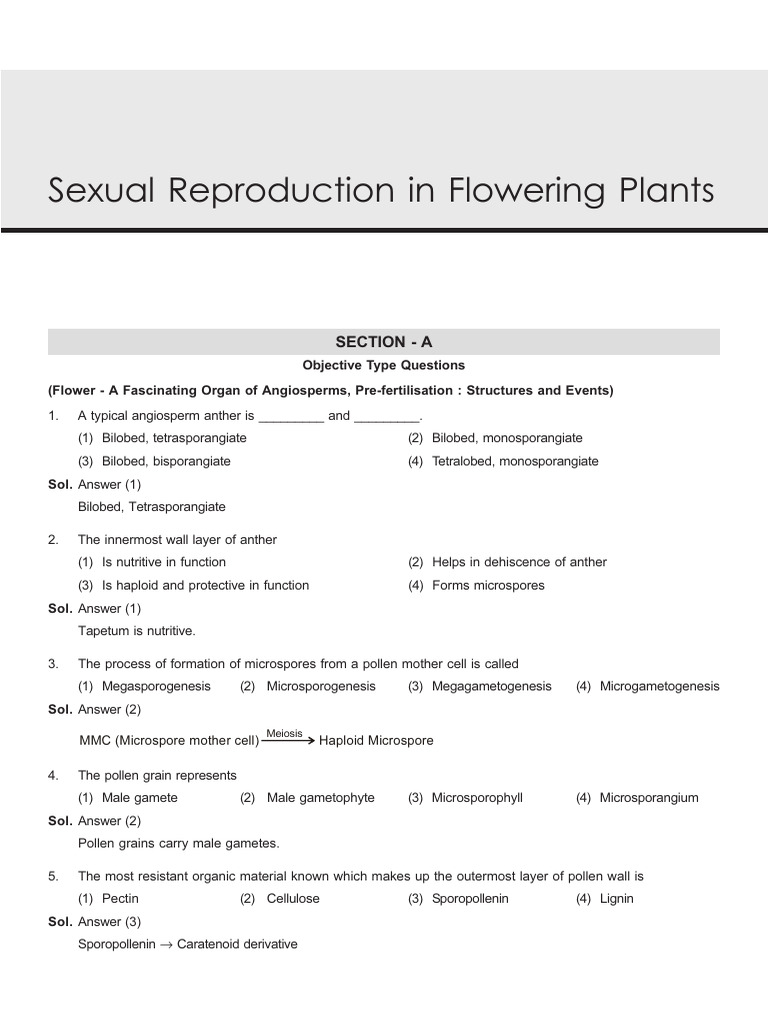 Dioecious Plants and Angiosperm Reproduction | PDF | Flowers | Pollen